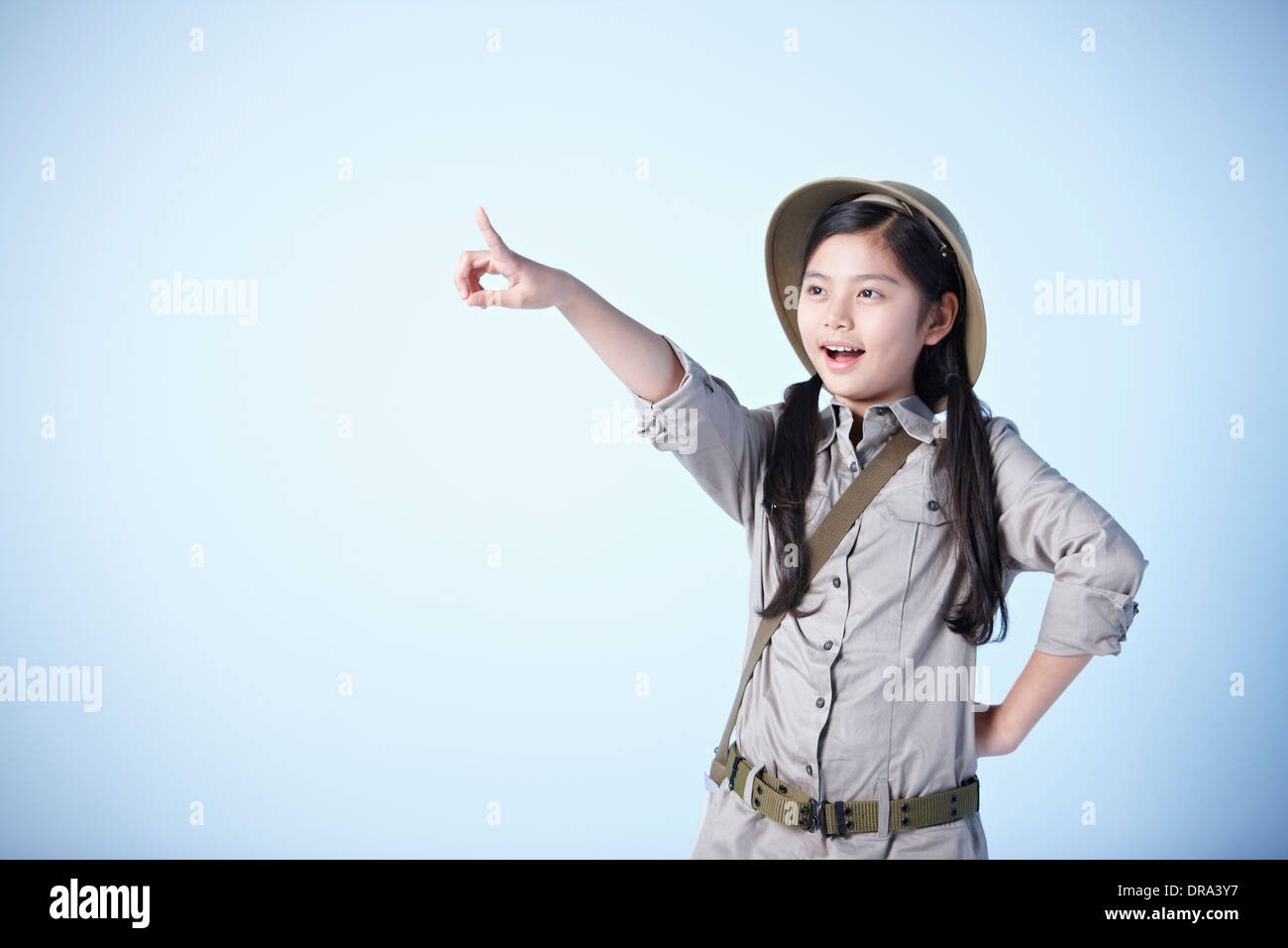 a girl dressed as an explorer Stock Photo - Alamy
