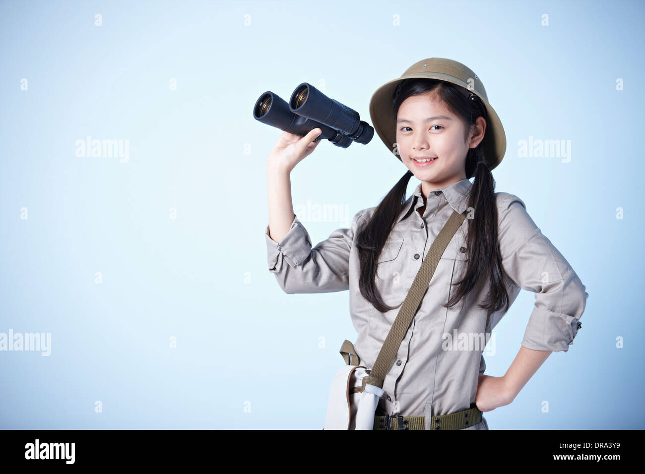 a girl dressed as an explorer Stock Photo - Alamy