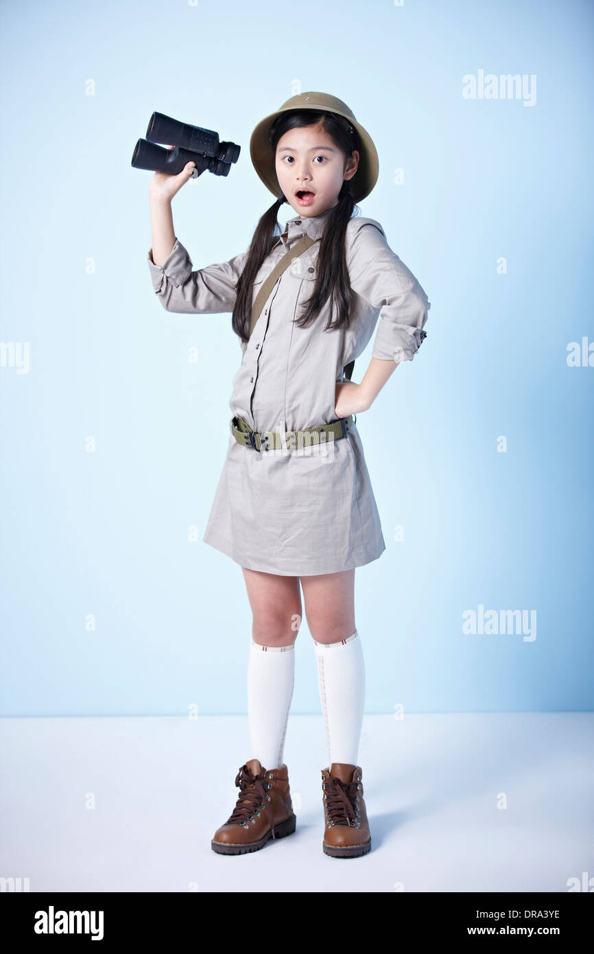 a girl dressed as an explorer Stock Photo - Alamy