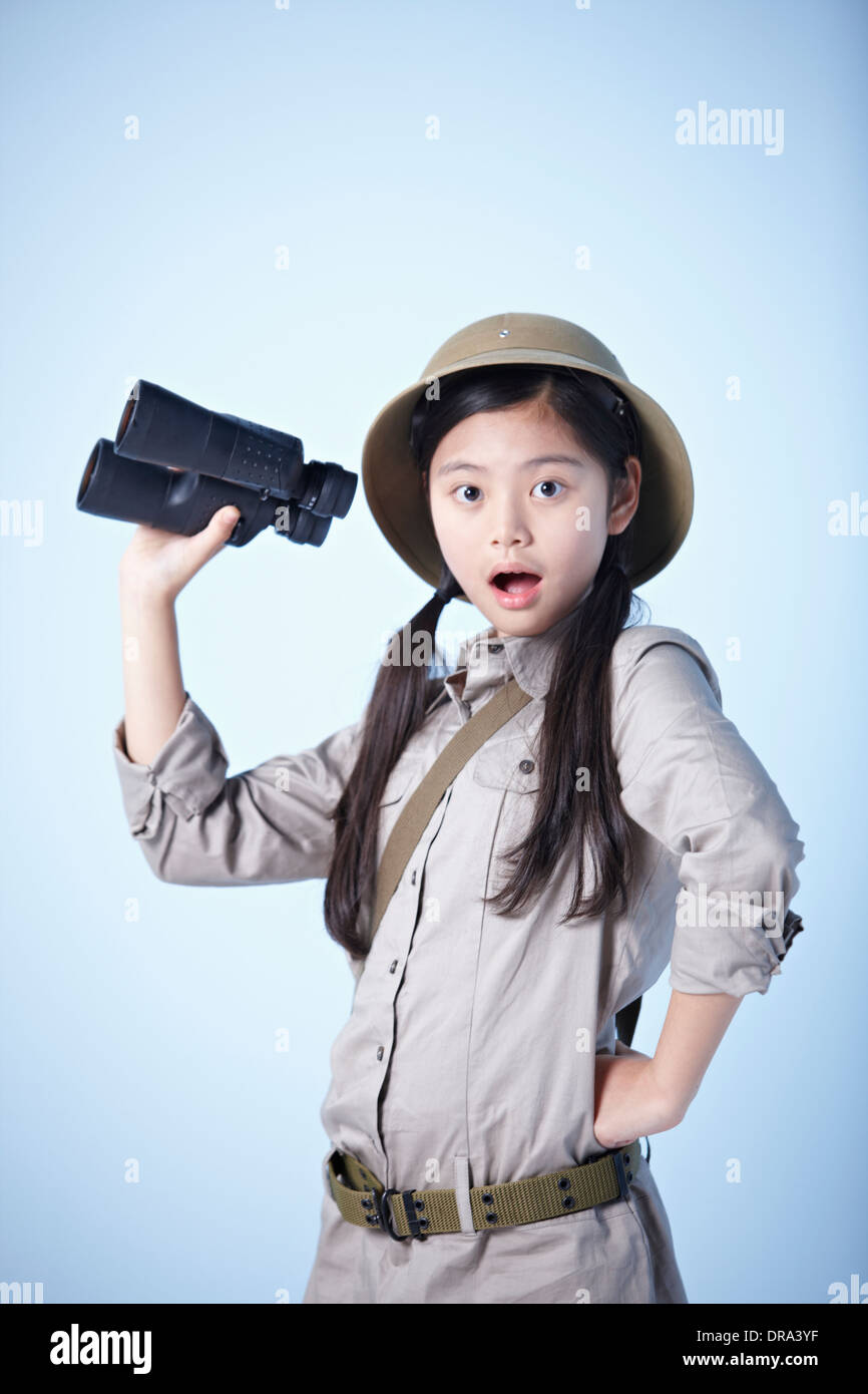 a girl dressed as an explorer Stock Photo - Alamy