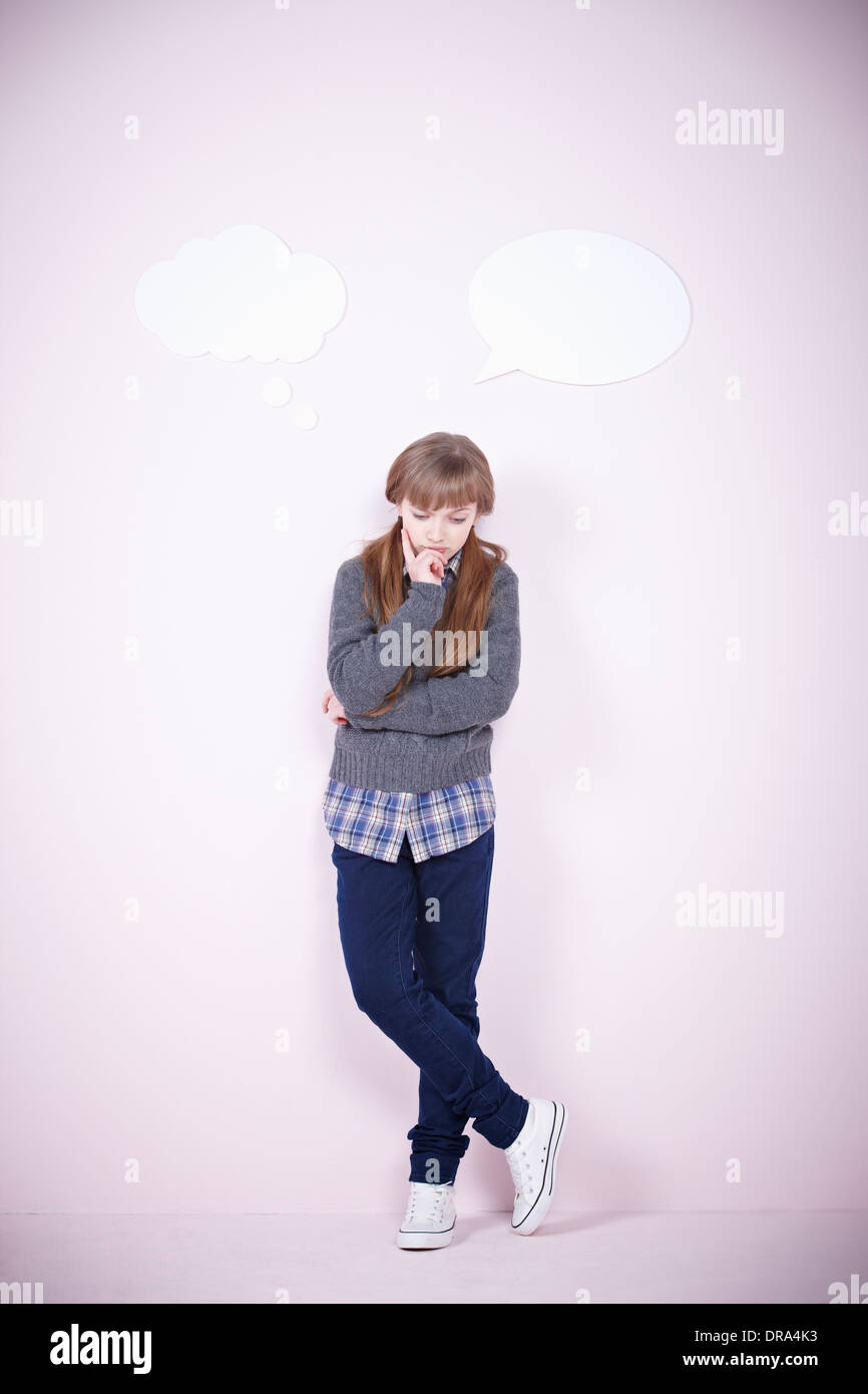 Person thinking with thought bubbles hi-res stock photography and ...