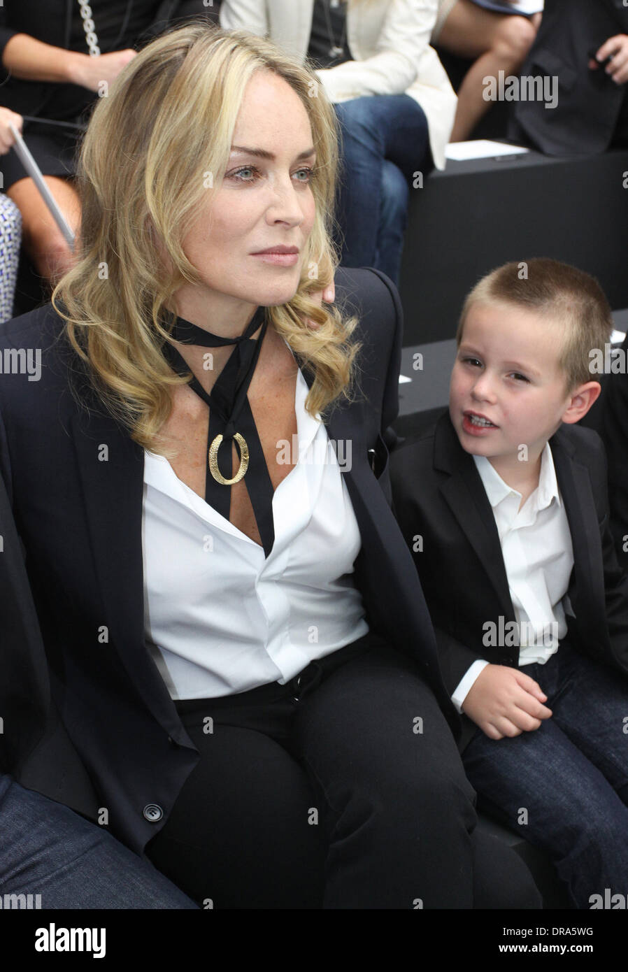 Sharon Stone and son Quinn Stone Paris Fashion Week Menswear 2012 ...
