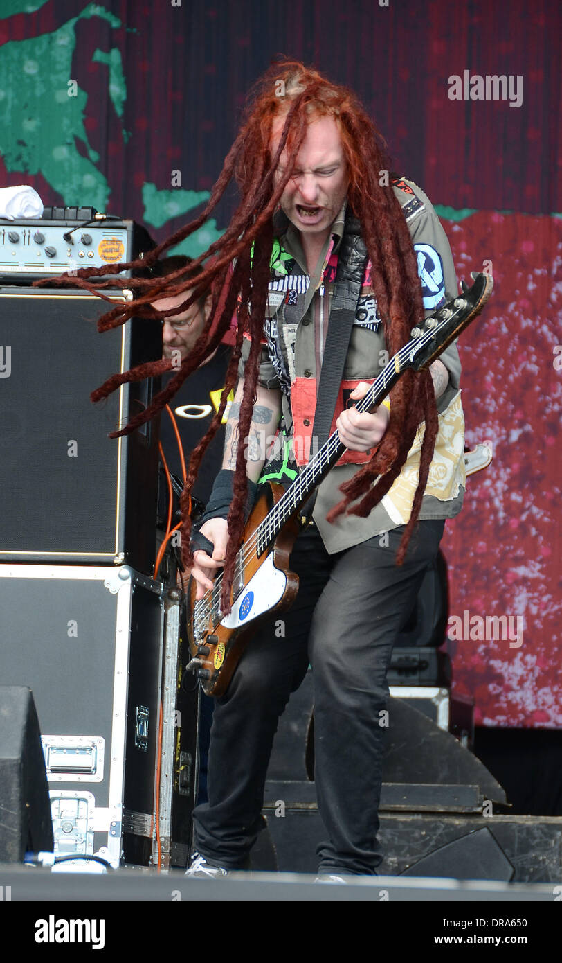 Jeremy Cunningham of The Levellers performing live at the Hop Farm ...