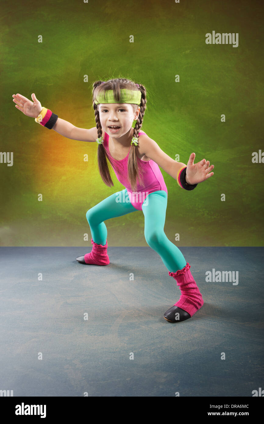 studio shot of a little girl at fitness exercise Stock Photo - Alamy