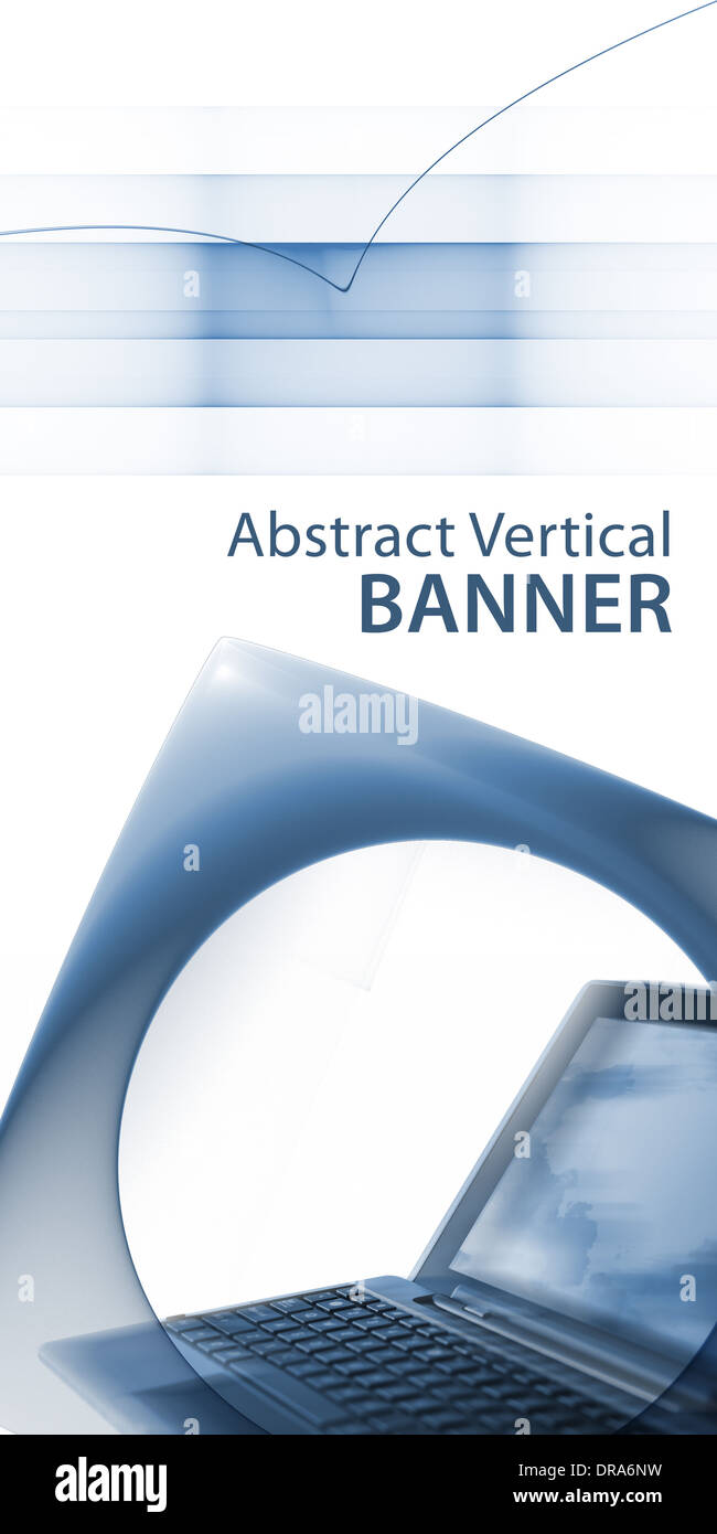 Template of a vertical banner with a laptop Stock Photo - Alamy