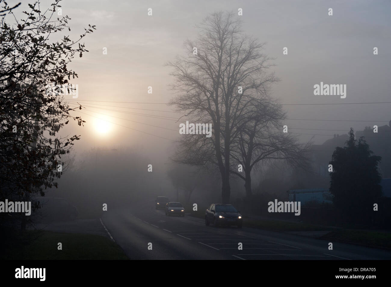 Road traffic during a foggy morning Stock Photo - Alamy