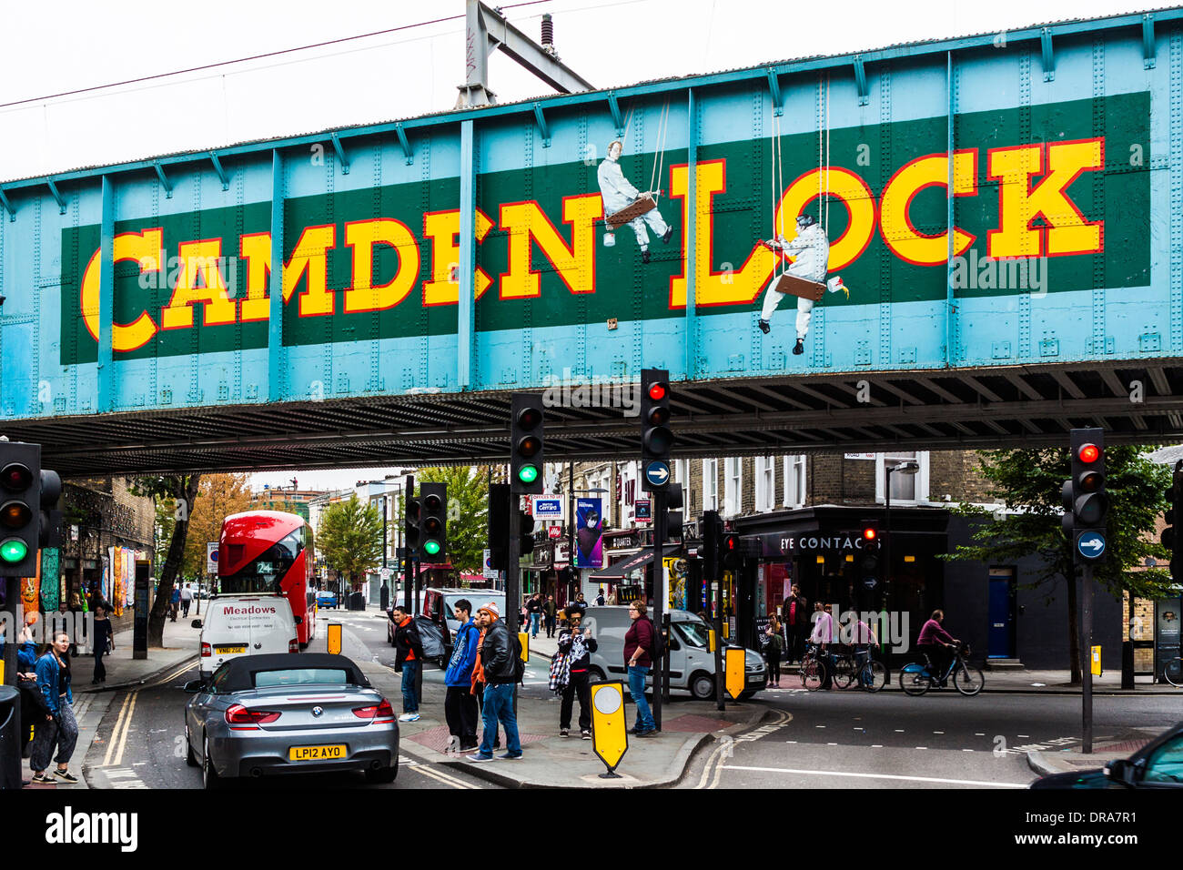 Camden Lock railway bridge sign - London Stock Photo: 65993845 - Alamy