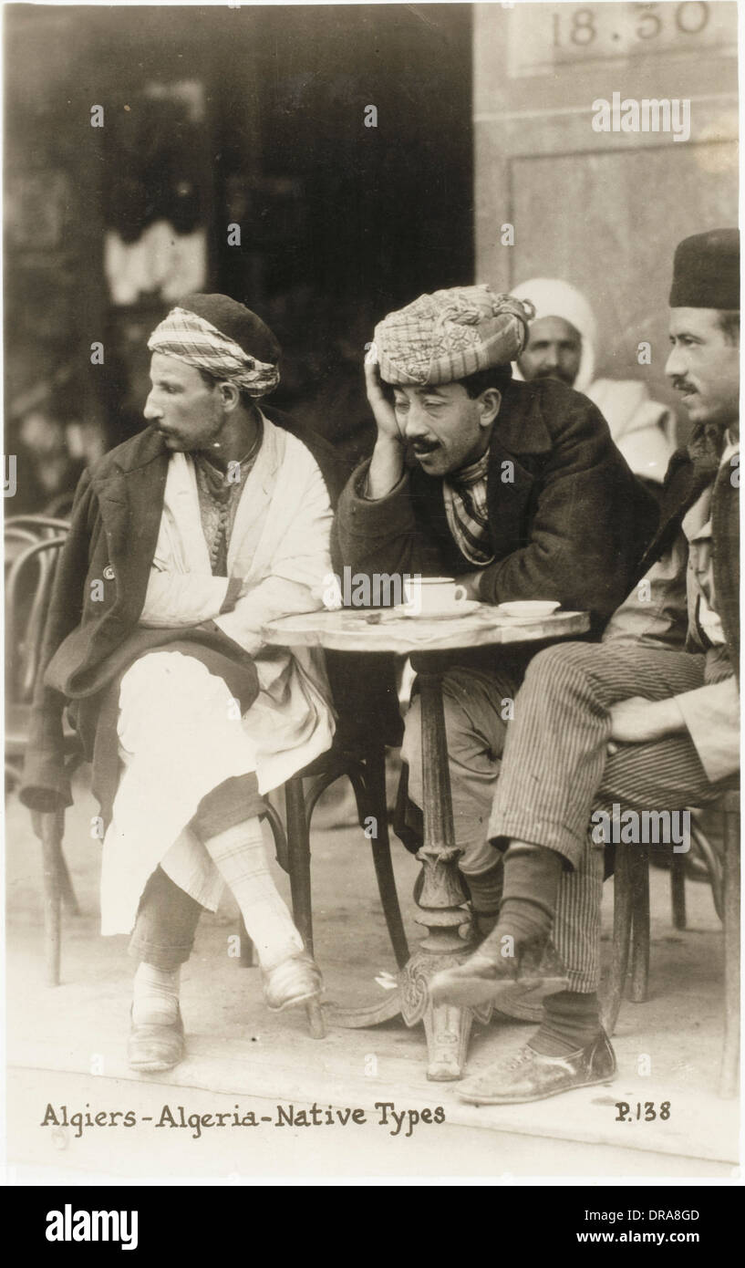 Algerian men drinking outside a cafe - Algiers Stock Photo - Alamy