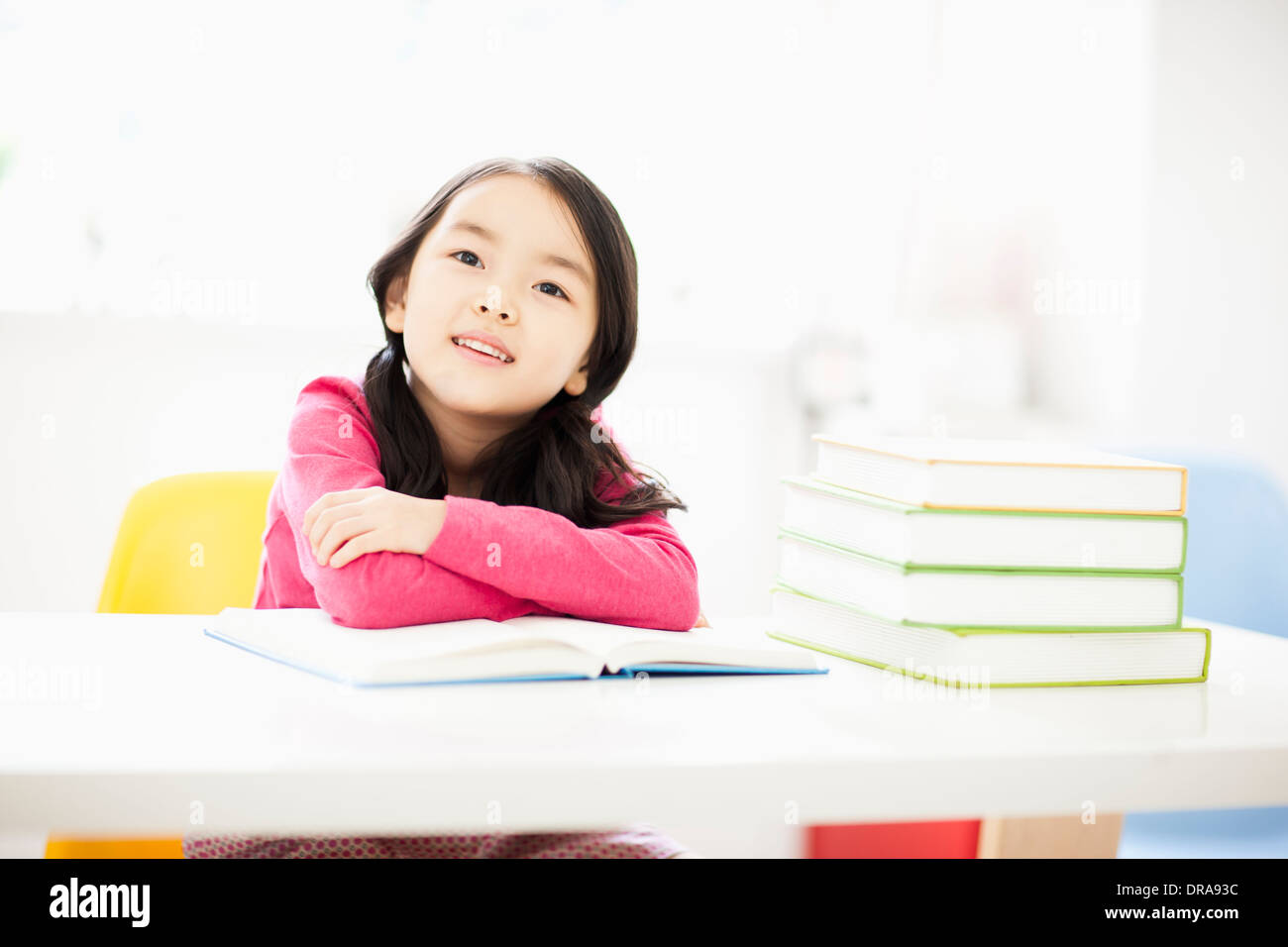 Girl studying at desk with books hi-res stock photography and images ...