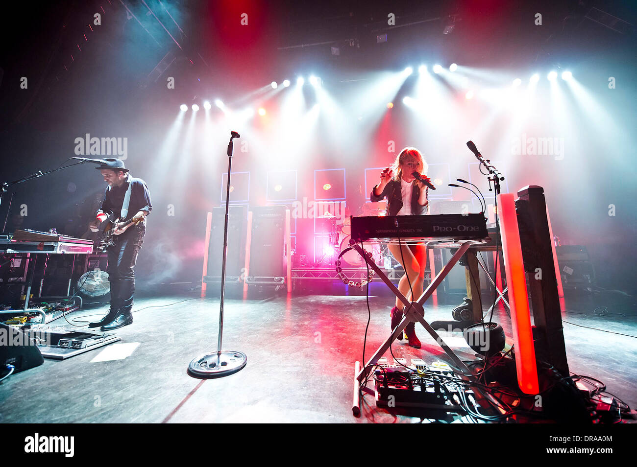 Jimmy Shaw and Emily Haines of indie rock band Metric performing live ...