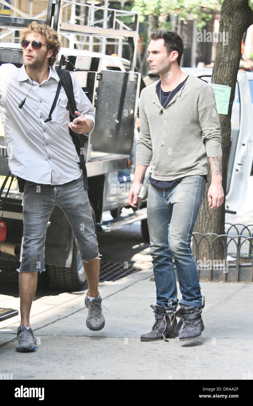 Adam Levine filming on the set of his new movie 'Can A Song Save Your ...