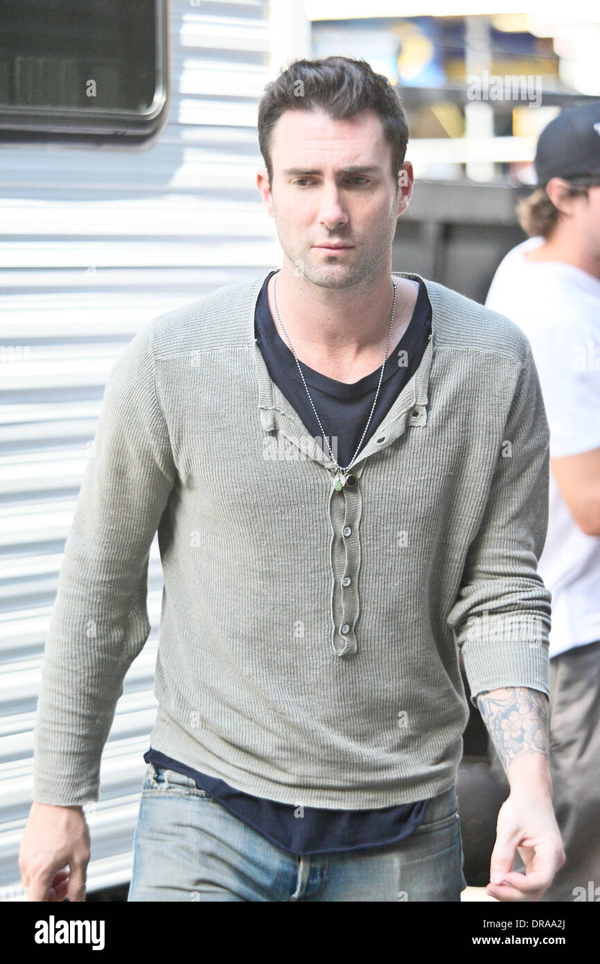 Adam Levine filming on the set of his new movie 'Can A Song Save Your ...