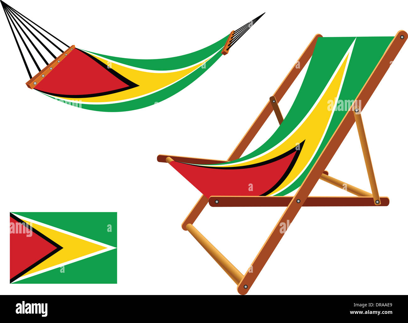 guyana hammock and deck chair set against white background, abstract ...