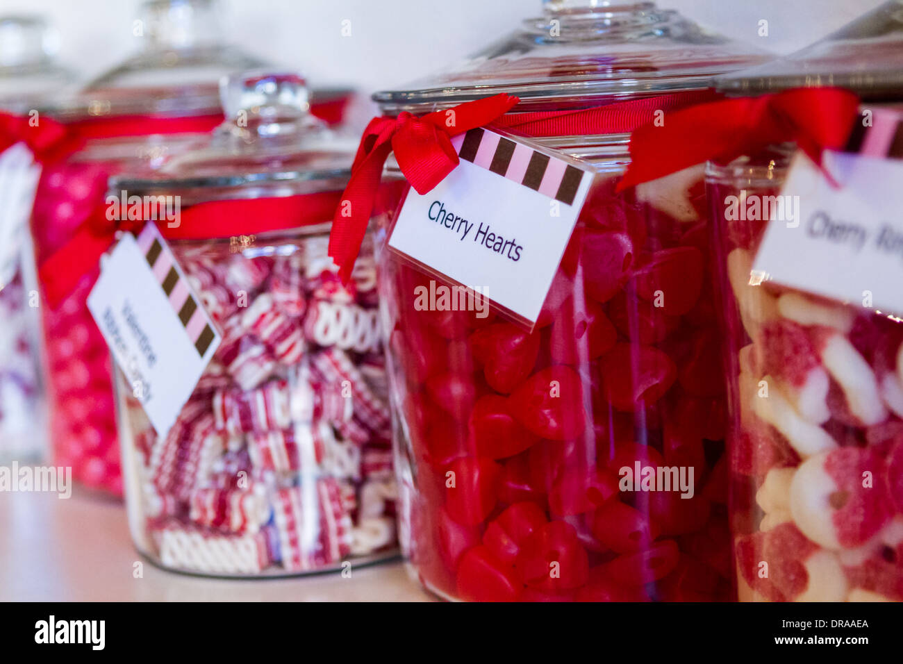 Jars filled with different candies at the boutique candy store Stock ...
