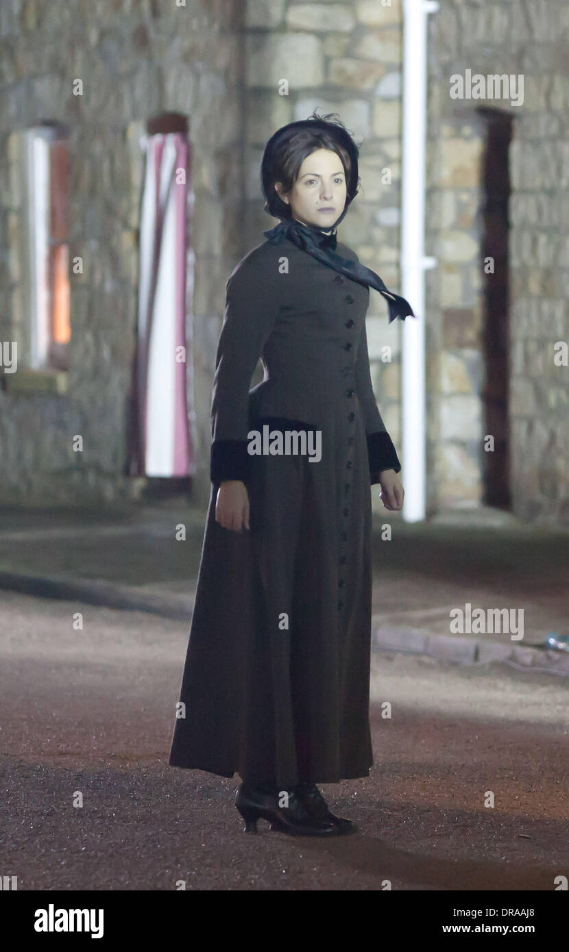 Rachael Stirling on the set of the BBC's Doctor Who TV series Wales ...