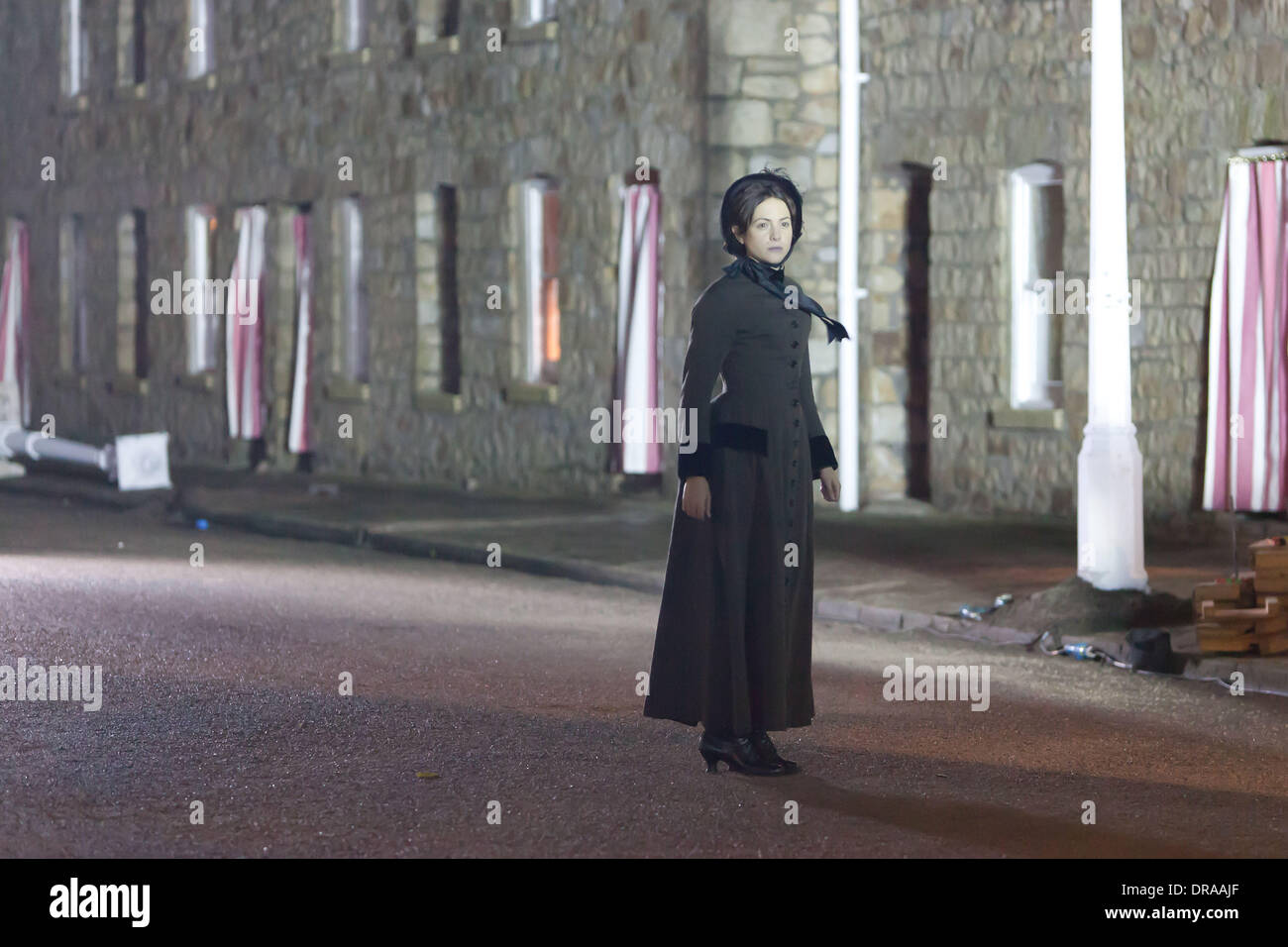 Rachael Stirling on the set of the BBC's Doctor Who TV series Wales ...