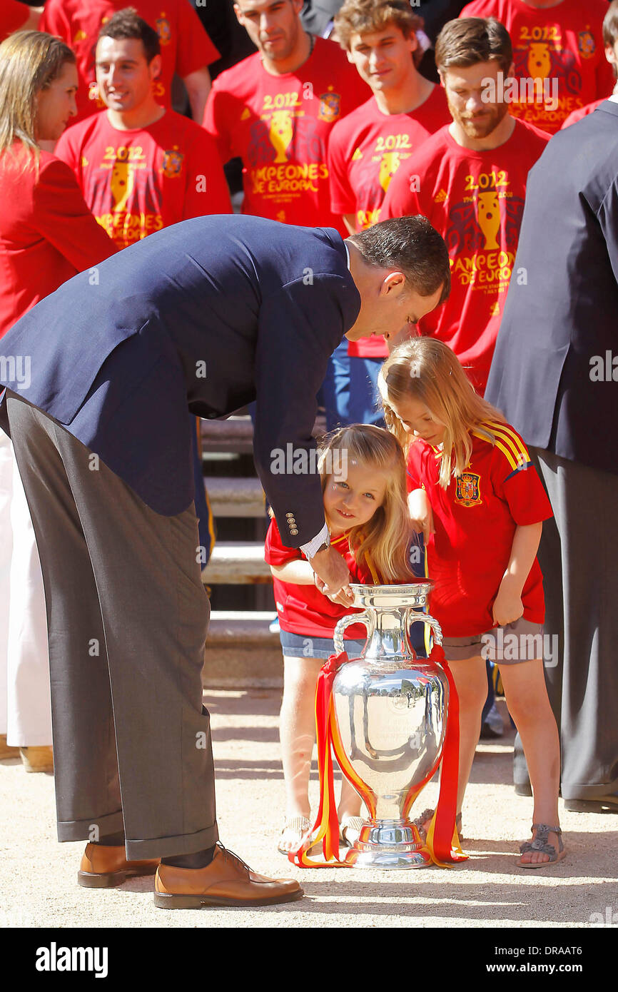 Prince Felipe, Princess Leonor and Princess Sofia with the UEFA Euro ...