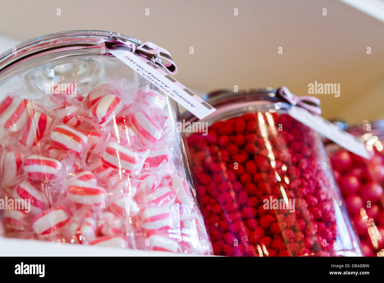 Jars filled with different candies at the boutique candy store Stock ...