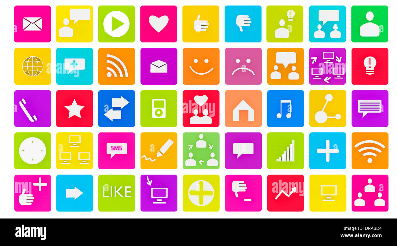 3d set of social media icons Stock Photo - Alamy