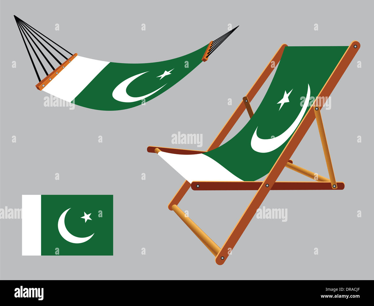 pakistan hammock and deck chair set against gray background, abstract ...