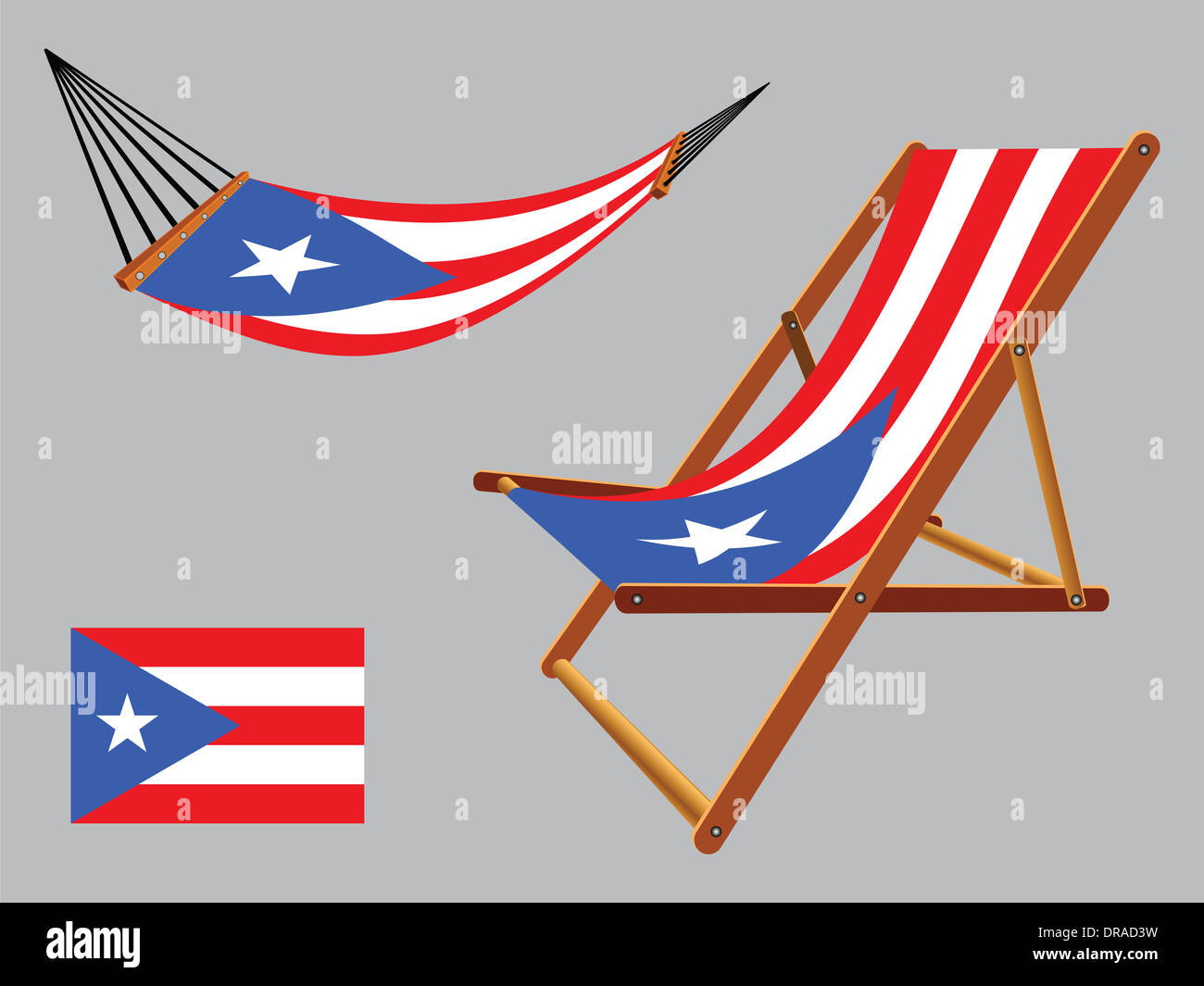 puerto rico hammock and deck chair set against gray background ...