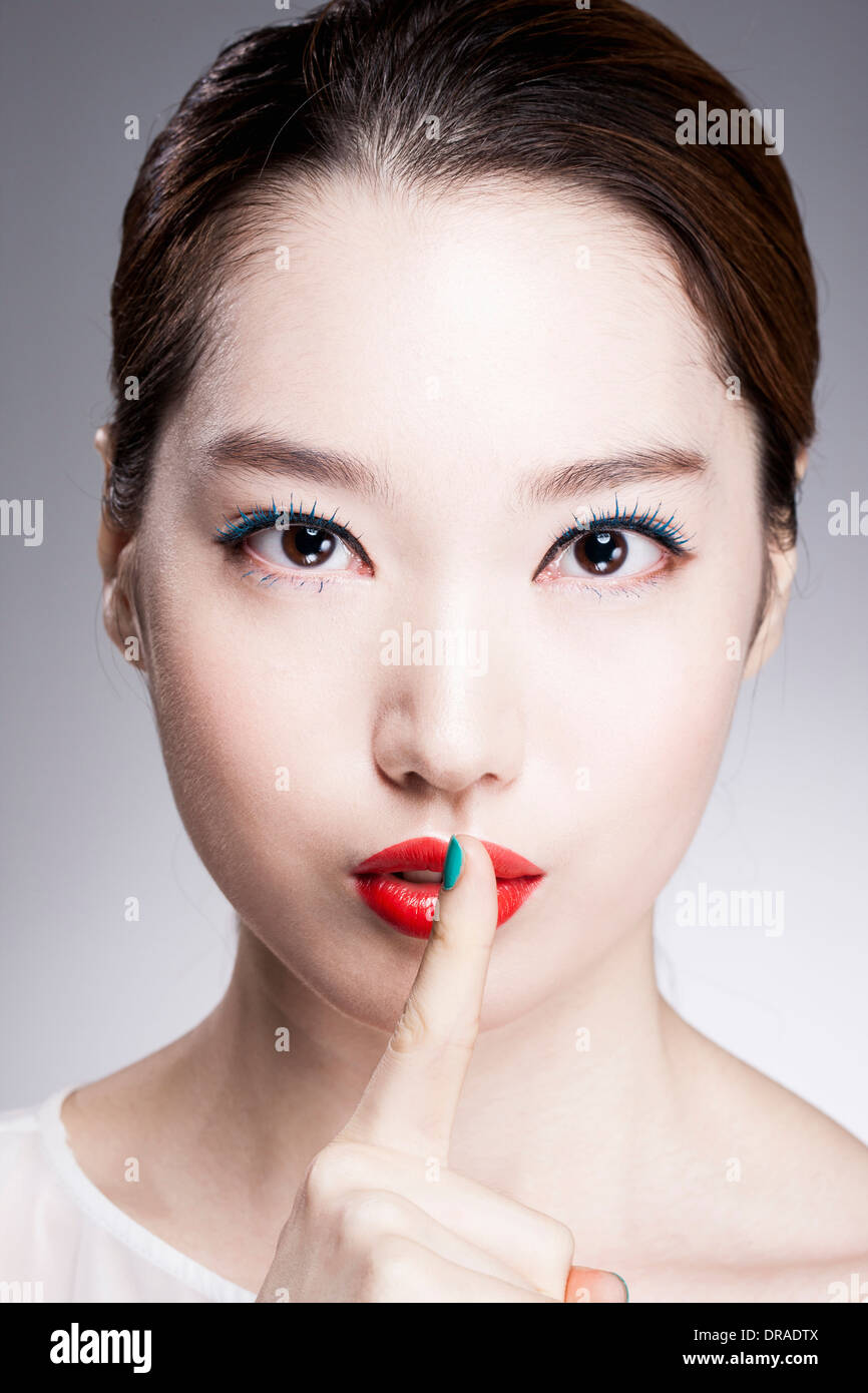 Index finger female red nail hi-res stock photography and images - Alamy