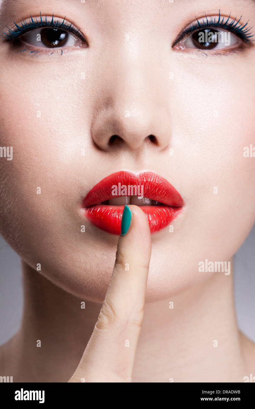 Index finger female red nail hi-res stock photography and images - Alamy