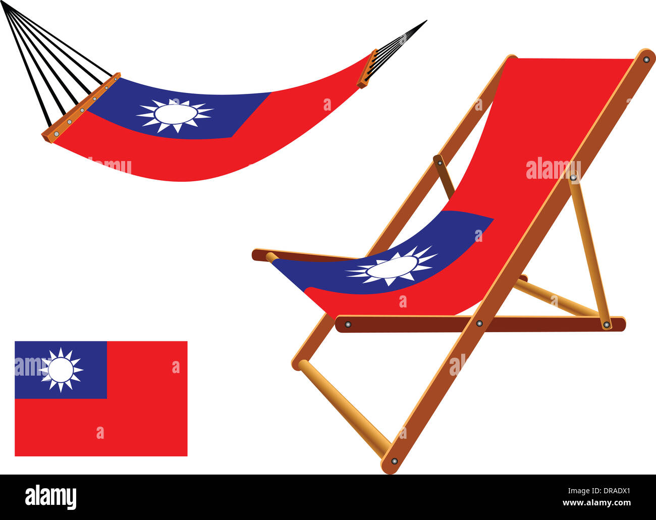 taiwan hammock and deck chair set against white background, abstract ...