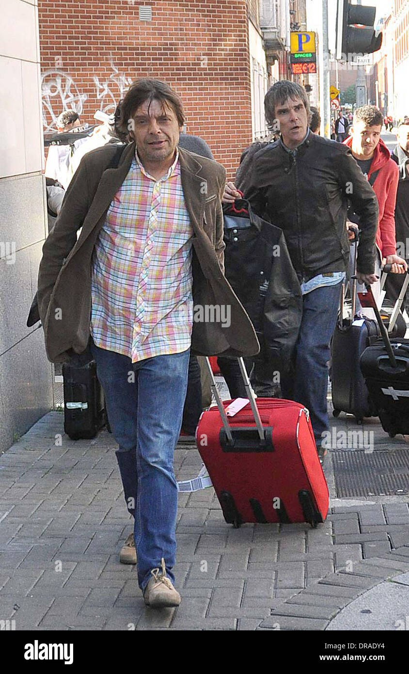 Mani and Ian Brown, Stone Roses arrive at their hotel ahead of ...