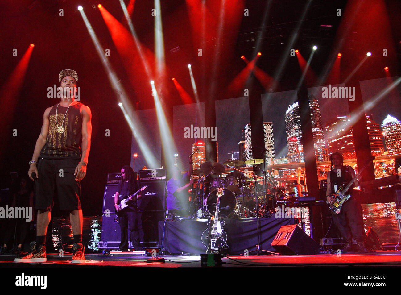 B.o.B., performing at the R You on the List Tour? at the Bank United ...