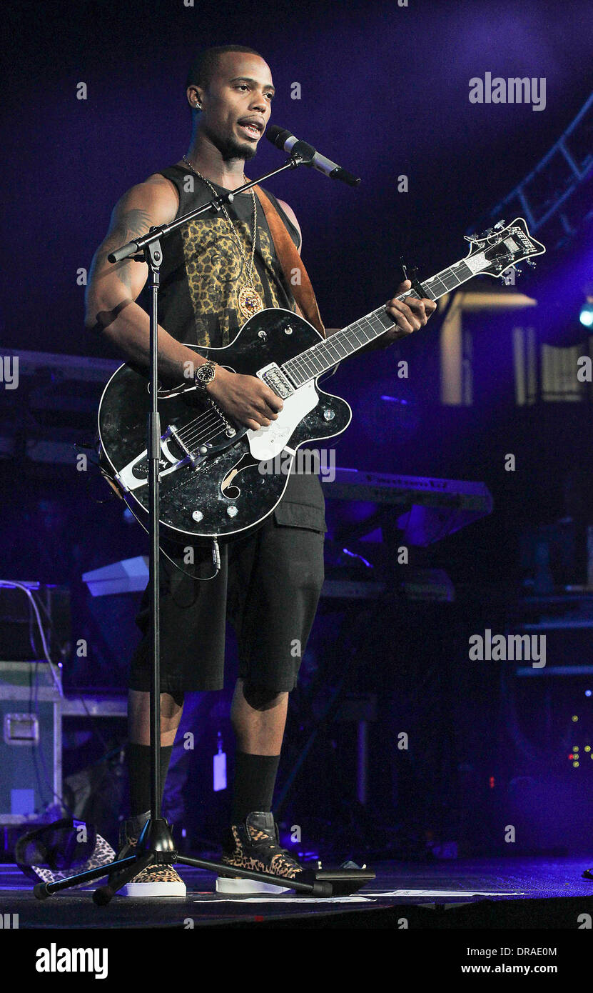 B.o.B., performing at the R You on the List Tour? at the Bank United ...