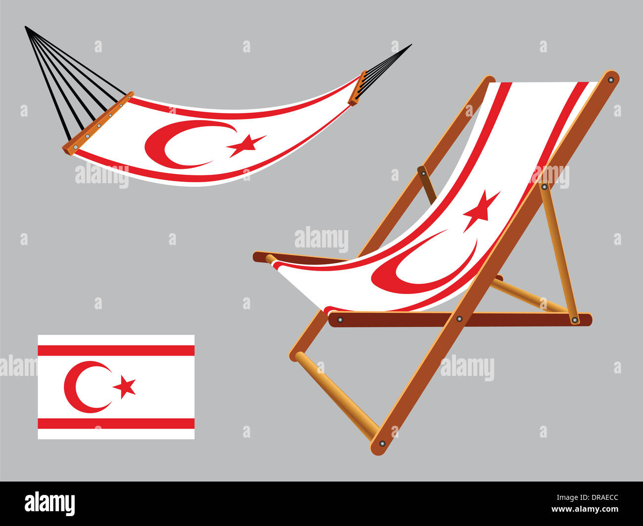 turkish republic of cyprus hammock and deck chair set against gray ...