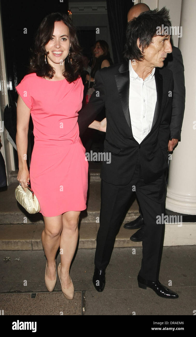 Ronnie Wood and girlfriend Sally Humphries leaving the Arts Club London ...