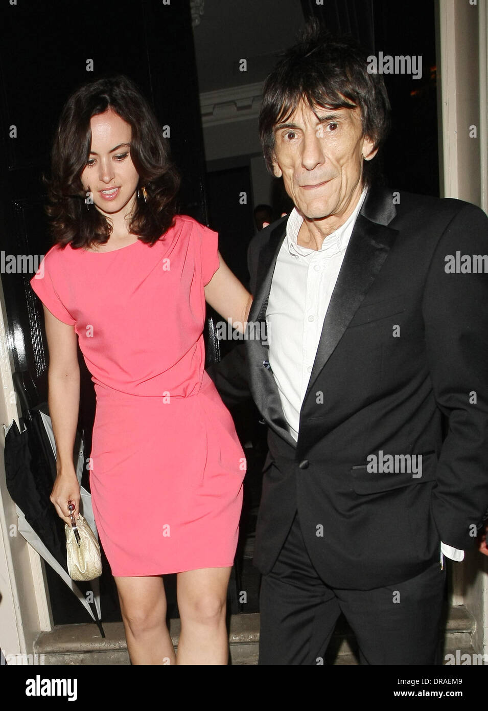 Ronnie Wood and girlfriend Sally Humphries leaving the Arts Club London ...