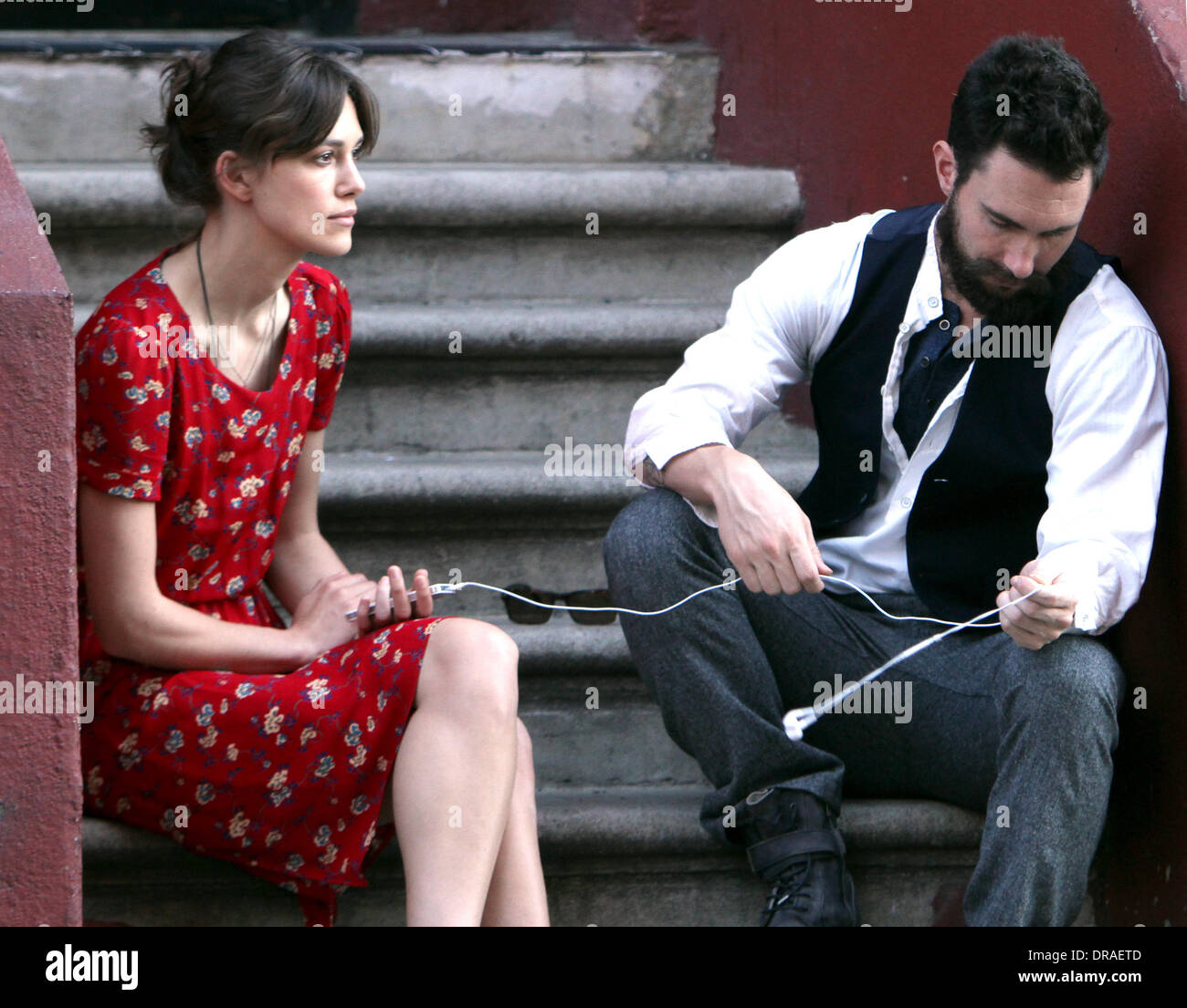 Keira Knightley, Adam Levine filming on the set of their new movie 'Can ...