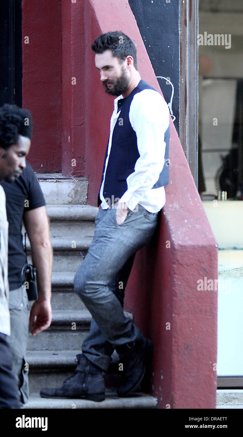 Adam Levine filming on the set of his new movie 'Can A Song Save Your ...