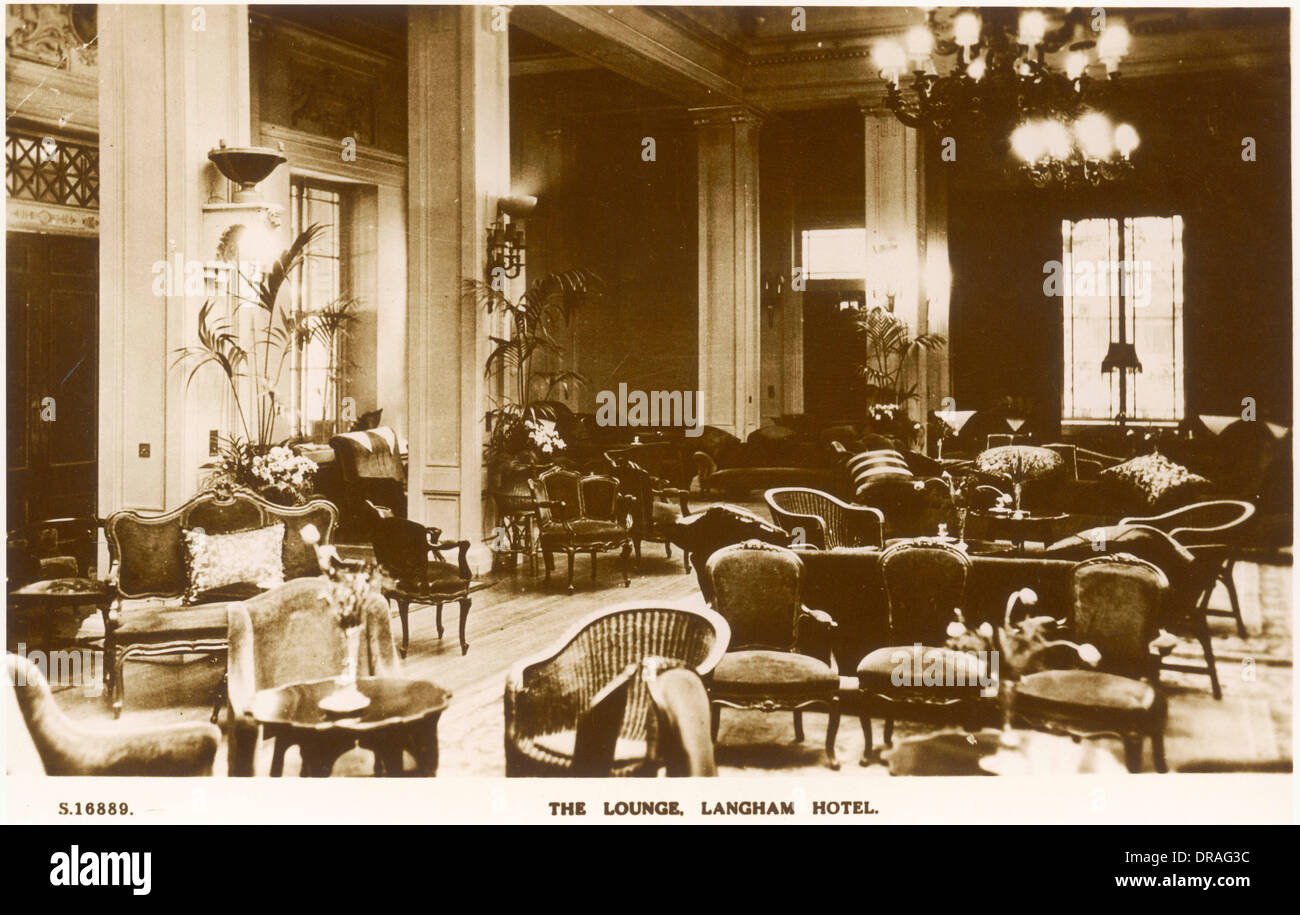 Lounge, Langham Hotel, c.1920 Stock Photo - Alamy