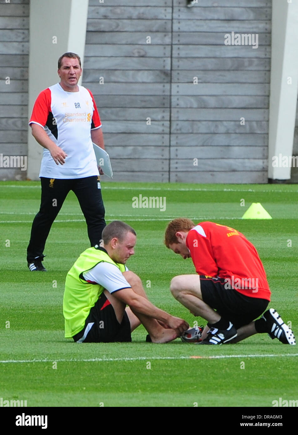 Brendan Rodgers and Jay Spearing Liverpool football team return to ...