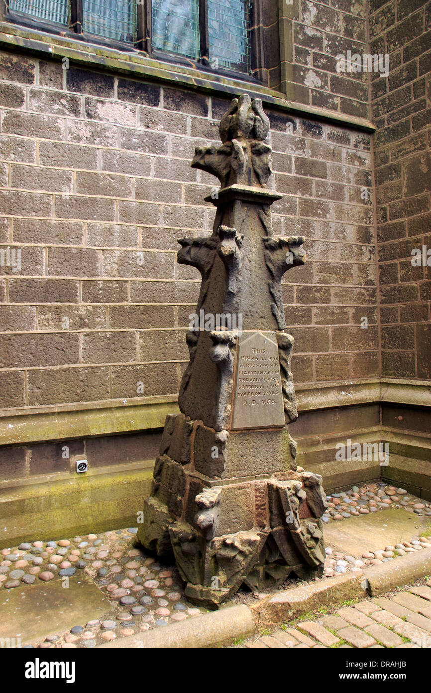 Church pinnacle struck by lightning in 1875, broken church pinnacle ...