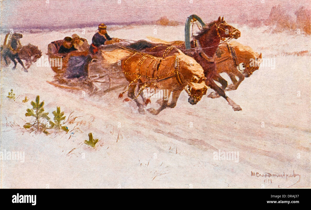 Carnival sleigh race in Russia Stock Photo - Alamy