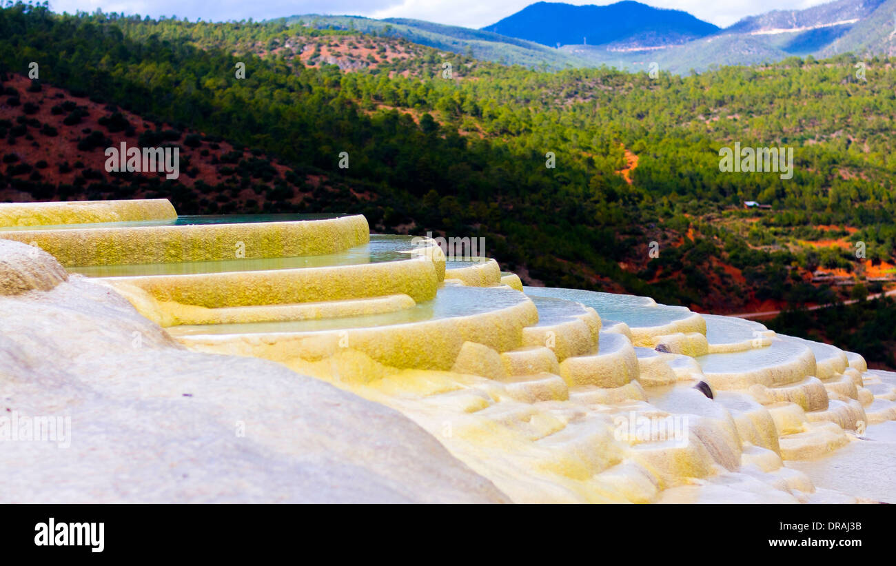 Limestone pond in Shangri-La, Yunnan, China Stock Photo - Alamy