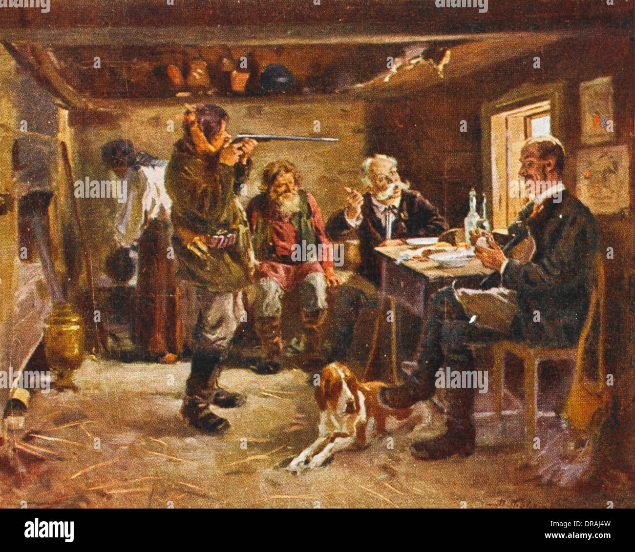 Russian hunters relaxing Stock Photo - Alamy