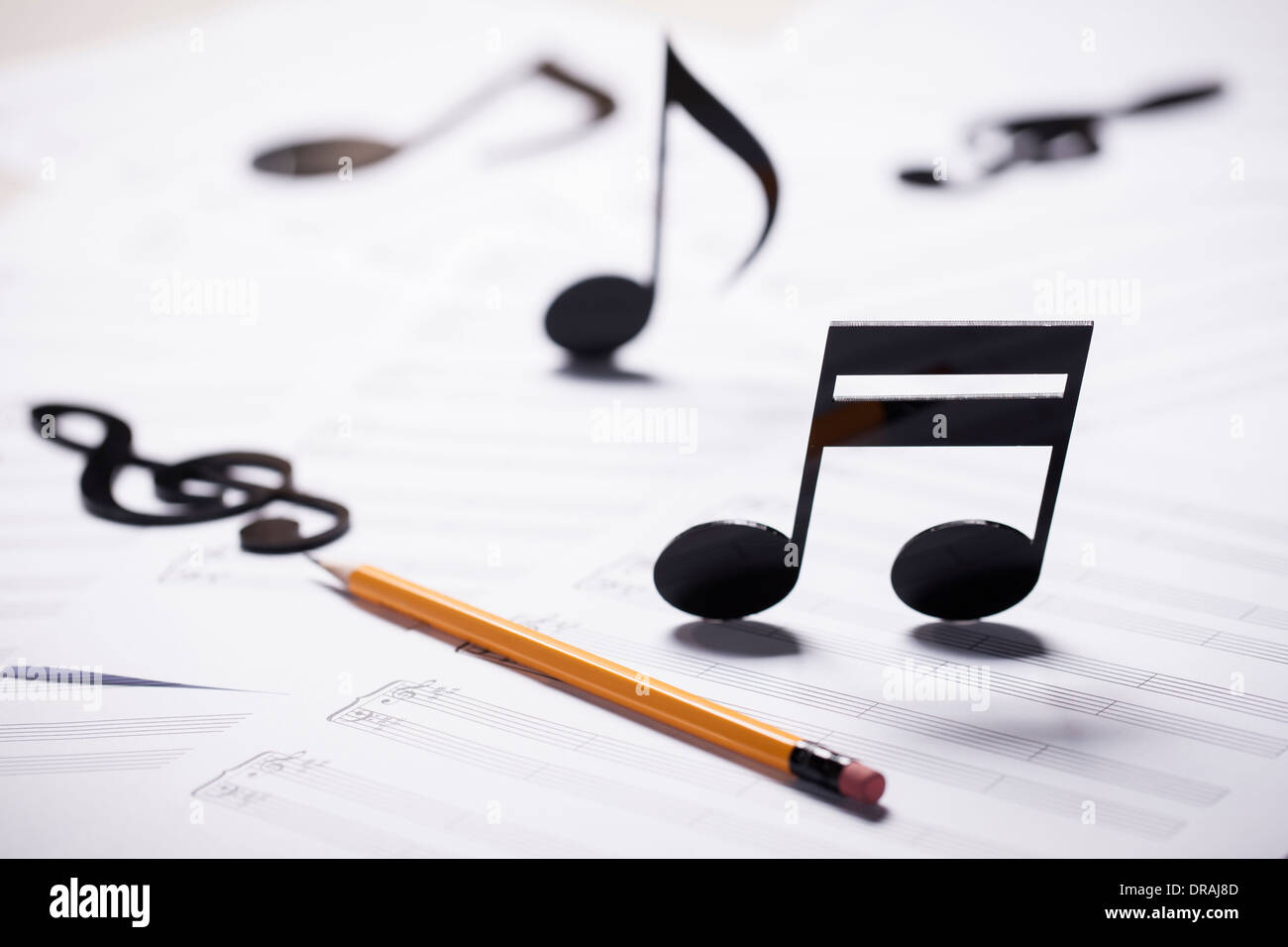 musical notes on musical papers Stock Photo - Alamy