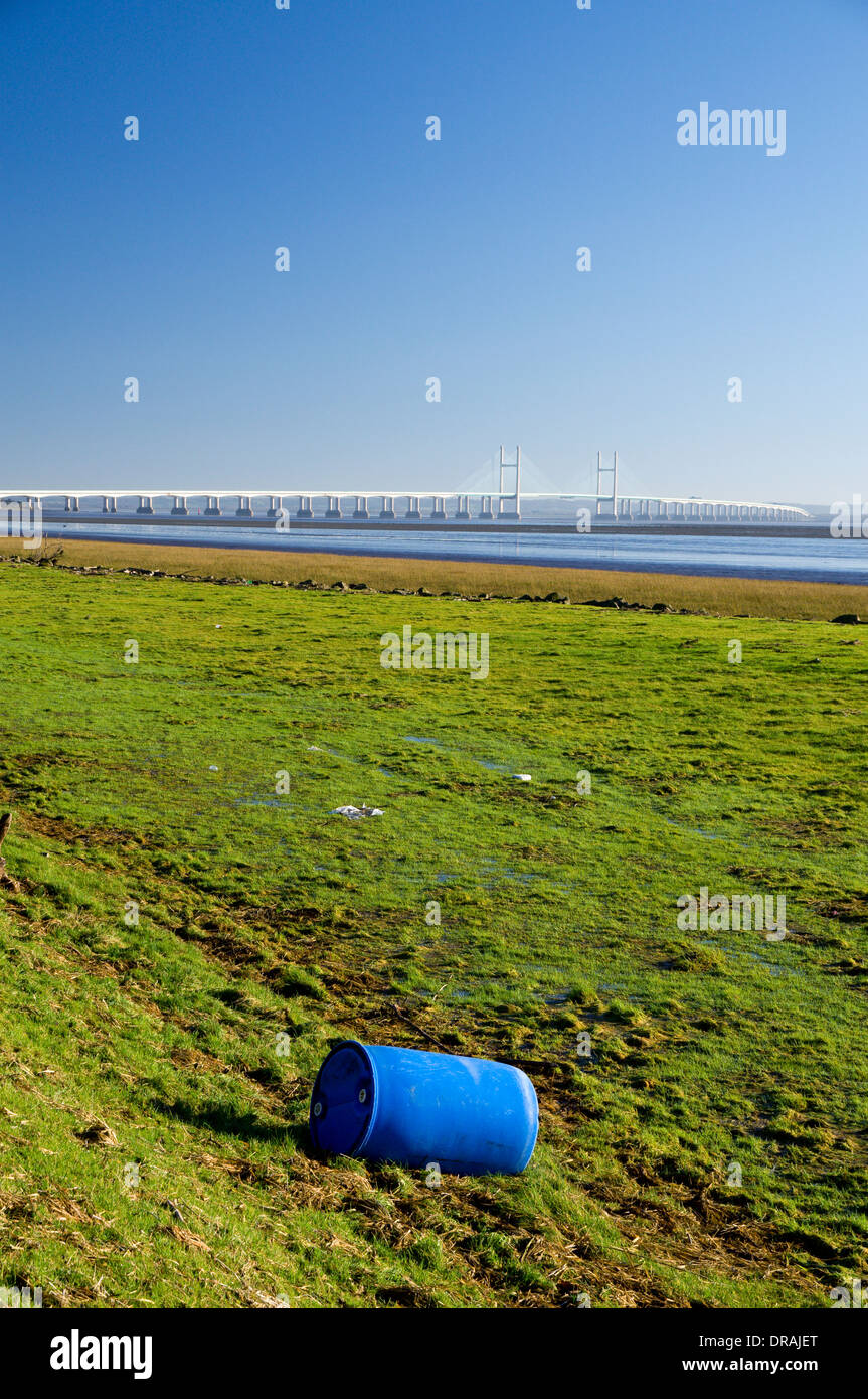 Second Severn Crossing and saltmarsh, Caldicot, Monmouthsire, South ...