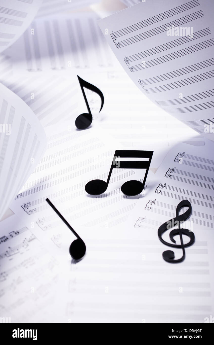 musical notes on musical papers Stock Photo - Alamy