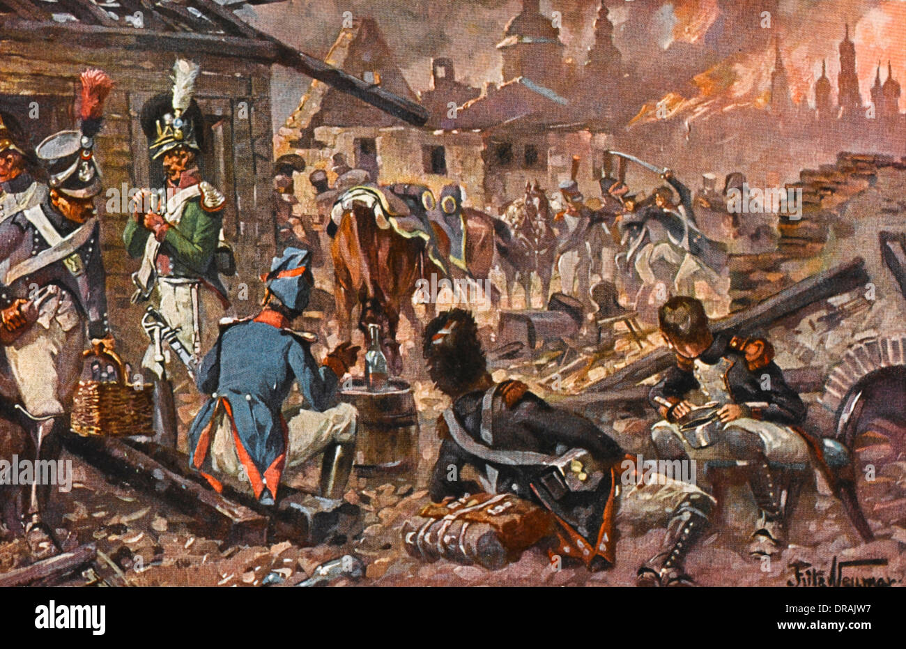 French troops, the great fire of Moscow Stock Photo - Alamy
