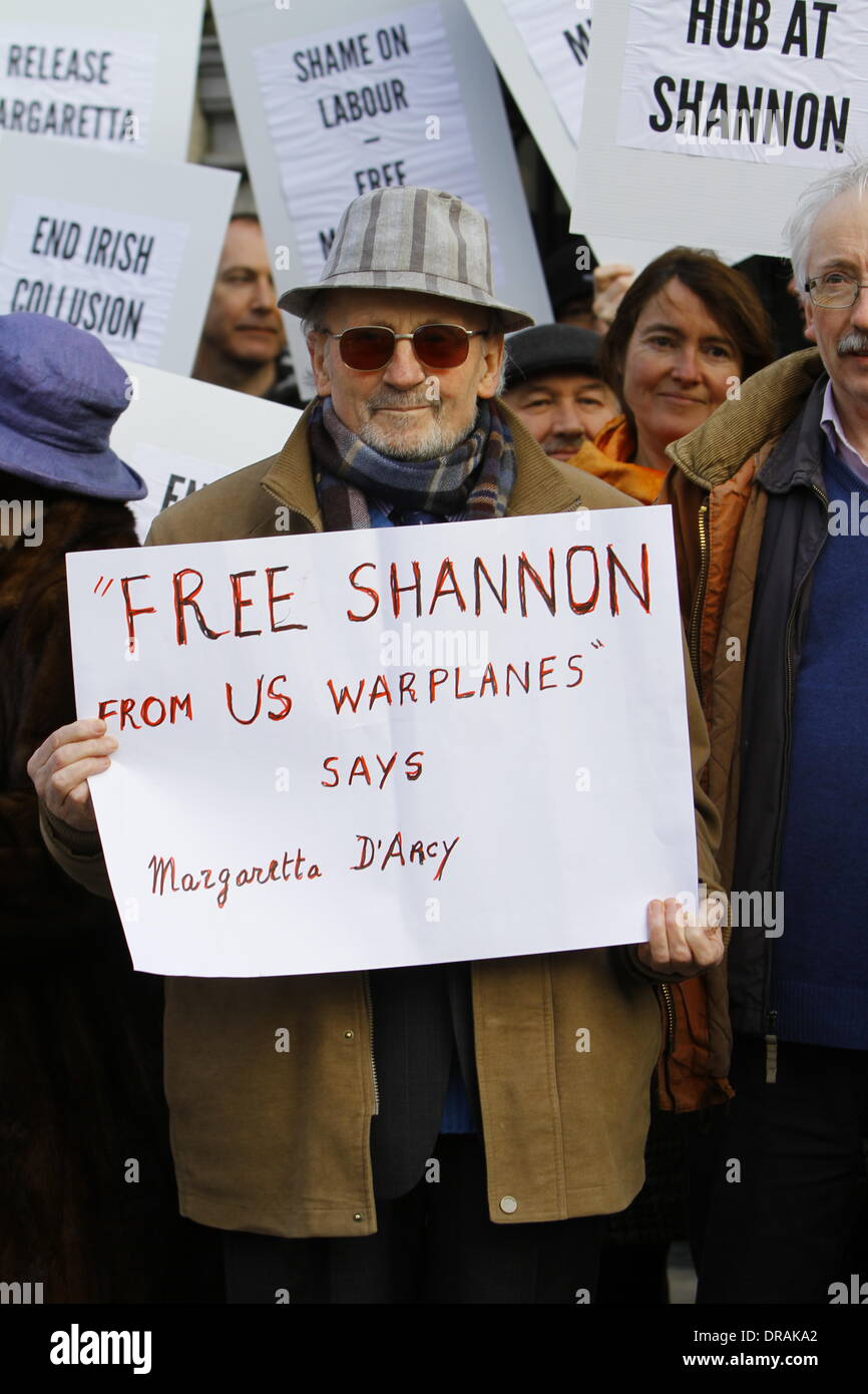 Dublin, Ireland. 22nd January 2014. An activist holds a poster that ...