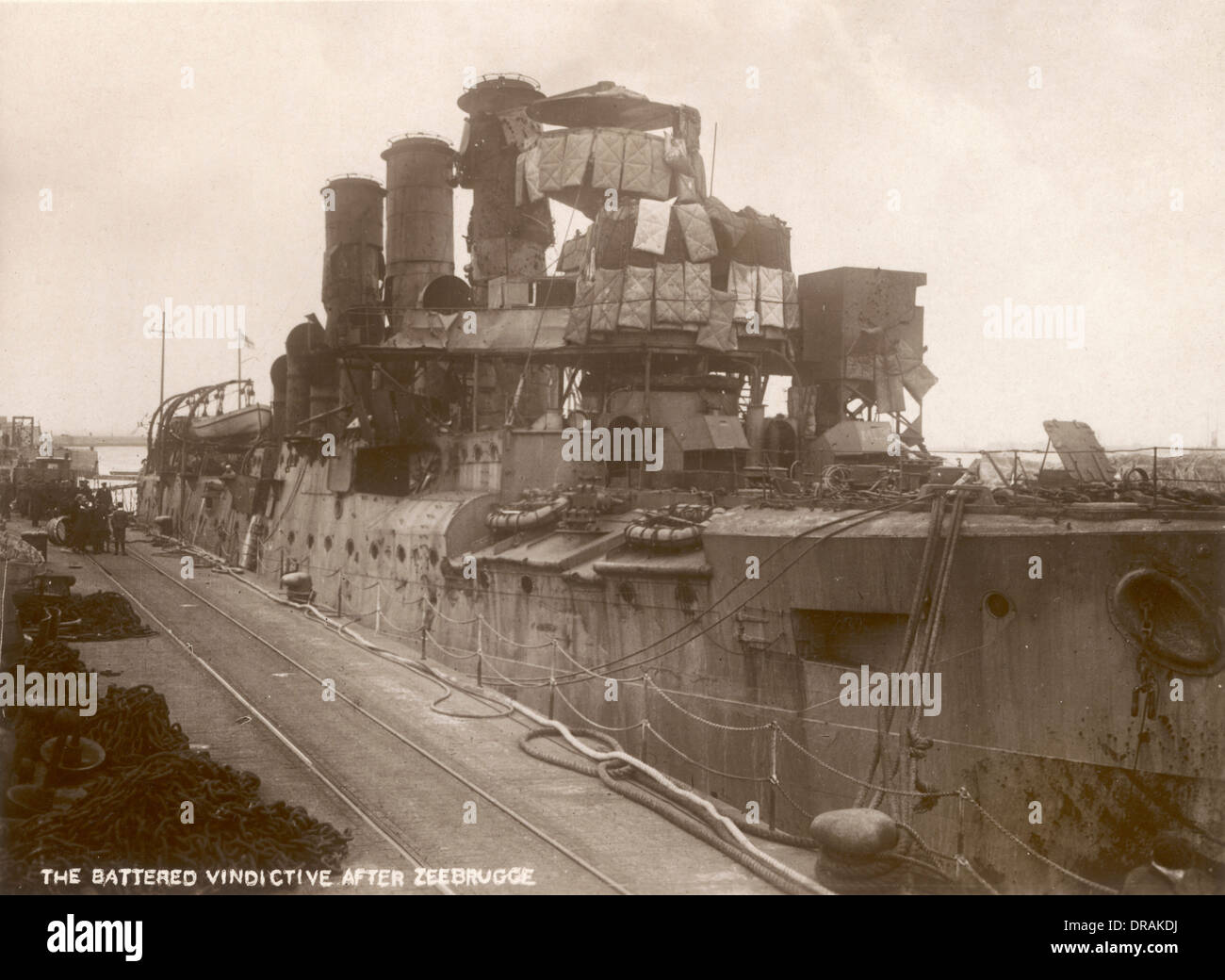 Battered cruiser HMS Vindictive after Zeebrugge Raid Stock Photo - Alamy