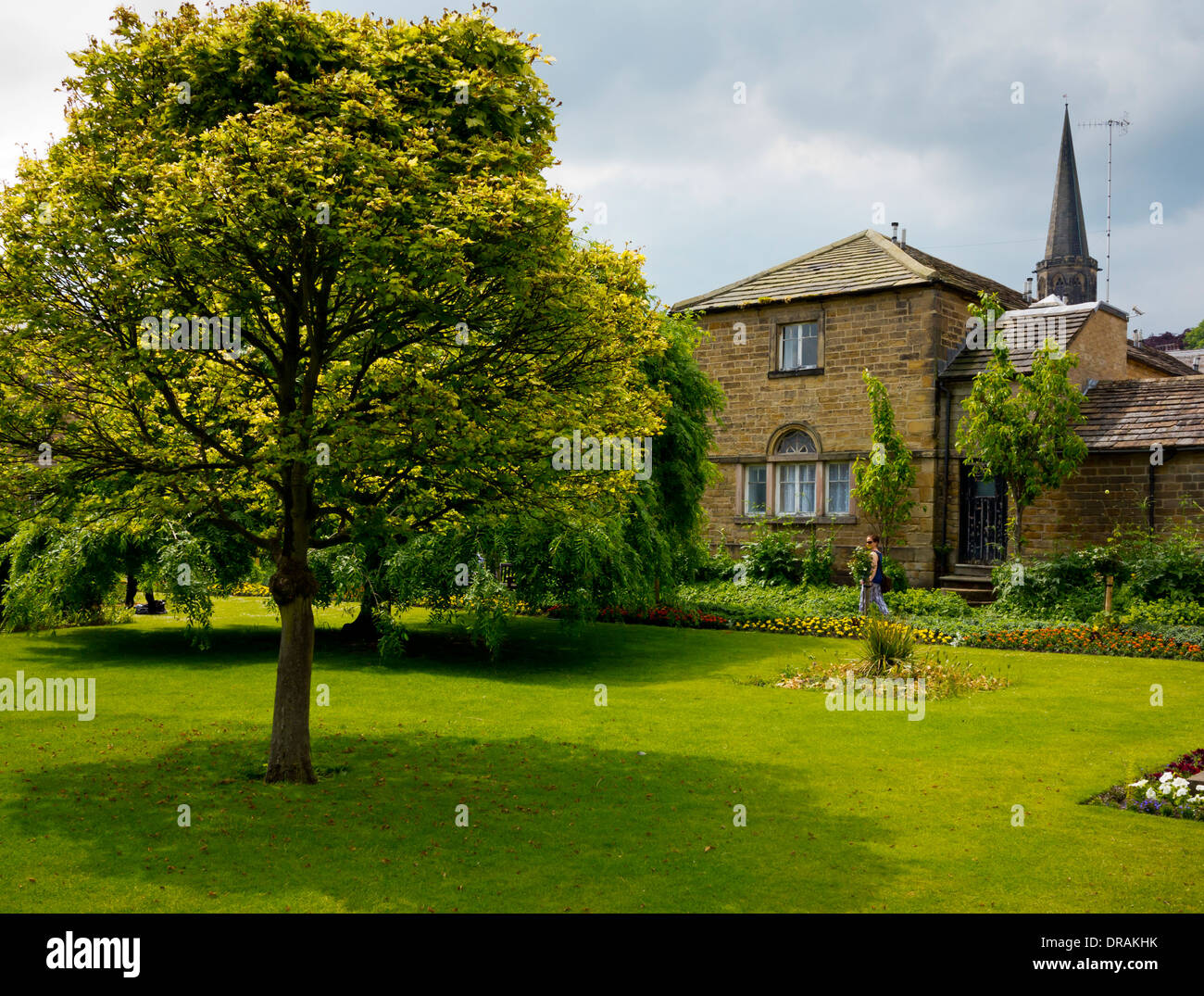 View across the Memorial Garden in Bakewell town centre Peak District ...