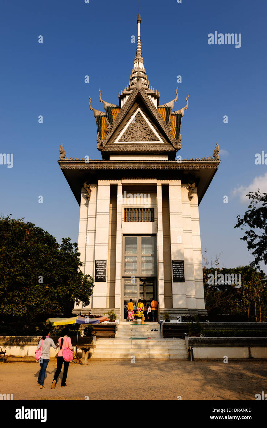 Memorial stupa at The Killing Fields at Choeung Ek, Phnom Penh ...